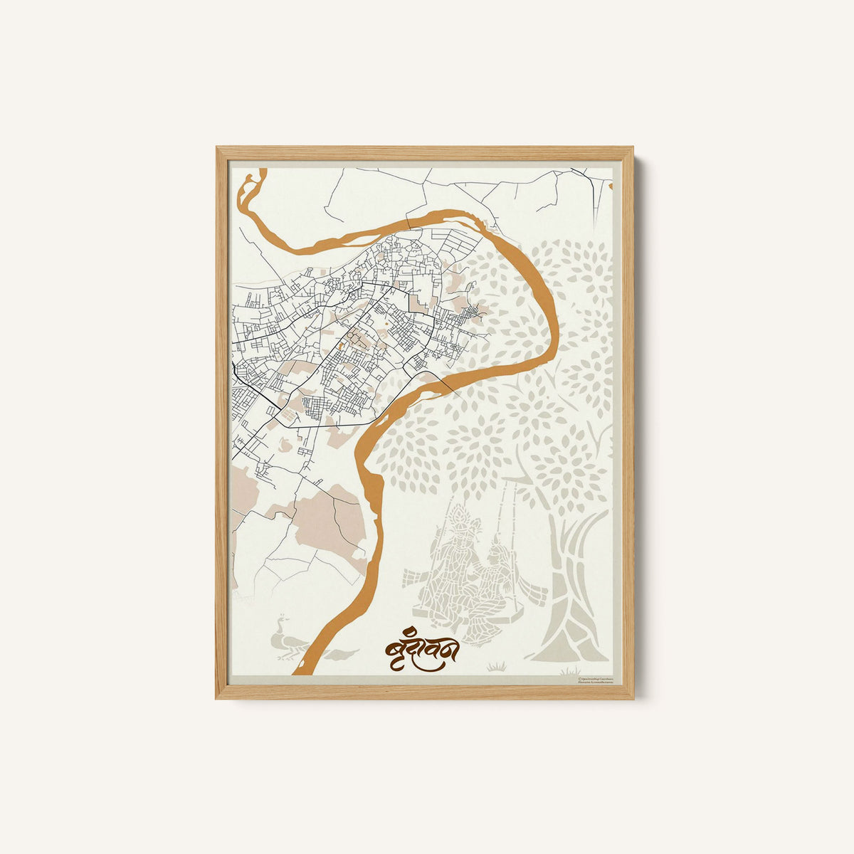 Vrindavan India Map: Buy Travel, Maps & Famous City Art Prints Online ...